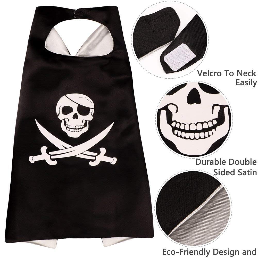 RioRand Cartoon Pirate Dress Up Satin Capes Cosplay Birthday Party Kids Costume (1-pack) (Black)