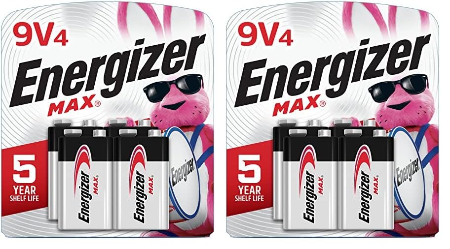 Energizer 9V Batteries, Max Premium 9 Volt Battery Alkaline, 4 Count (Pack of 2)