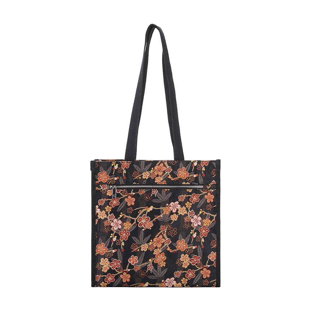 Signare Tapestry Shoulder Bag Shopping Bag for Women with Ume Sakura Design with Japanese Style