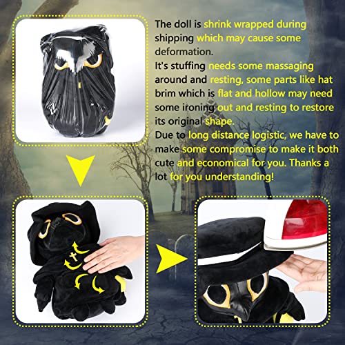 Plague Doctor Plush Toy, 16" Big Weighted Spook Cute Stuffed Plushie Pillow Doll, Soft Large Fluffy Halloween Hugging Cushion Decor, Present for Kids and Adults