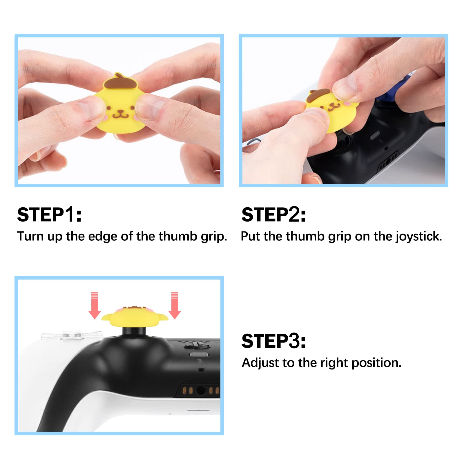DLseego Cat & Evil Rabbit 4PCS Thumb Grips Caps for Xbox One PS5 PlayStation4 DualSense Switch Pro Wireless Controller Steam Deck, Soft Silicone Anti-Slip Button Cap Japanese Cartoon 3D Joystick Cover
