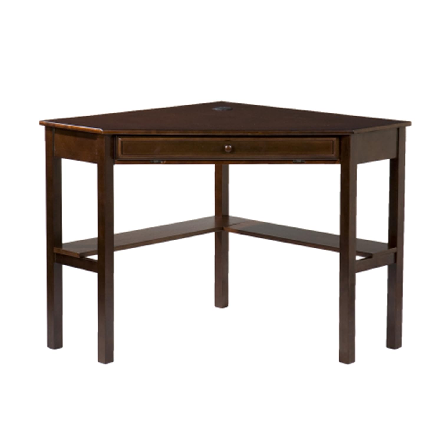 Corner Computer Desk Writing Smooth Keyboard Tray & Storage Shelves,Ameri Wood Desk Home Office Triangle Table, Rustic Natural Brown Black