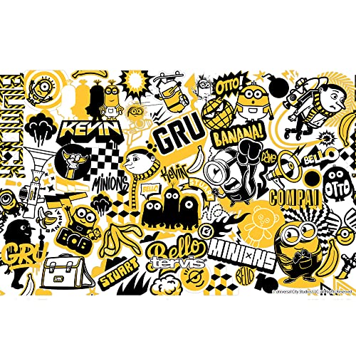Tervis Triple Walled Minions - Yellow Stickers Insulated Tumbler Cup Keeps Drinks Cold & Hot, 20oz, Stainless Steel