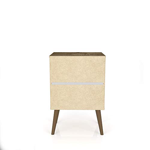 Manhattan Comfort Liberty Mid Century Modern Nightstand with Drawer and Cubby, Bedside Table for Bedroom and Living Room, Night Stand Accent Decor, Easy Assembly, Brown/Brown
