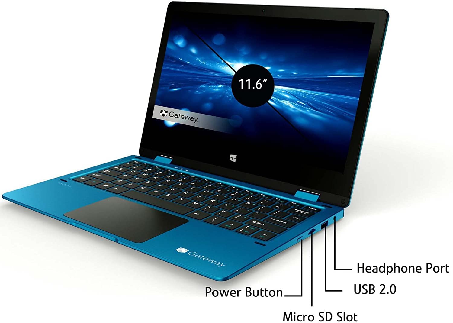 Gateway Newest Touchscreen 11.6 HD 2-in-1 Convertible Laptop in Blue Intel N4020 4GB RAM 64GB SSD Mini-HDMI Webcam Windows 11 S