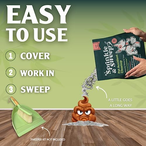 Sprinkle & Sweep - Pet Accident Cleanup, Eliminates Strong Odors, Cleans and Deodorizes Pee, Poo, Vomit, Diarrhea, Non-Toxic, Potty Training, Dog and Cat Odor Eliminator, Quick Pet Mess Cleanup