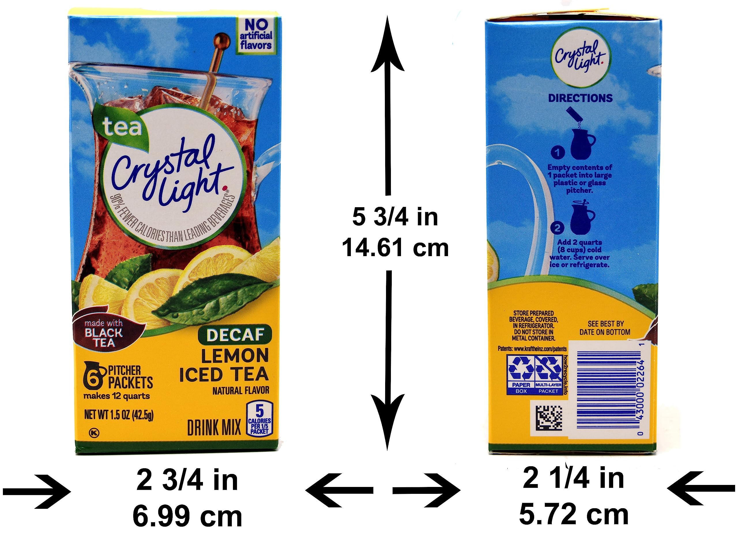 Crystal Light Lemon Decaf Iced Tea Natural Flavor Drink Mix, 12-Quart Canister (Pack of 4)