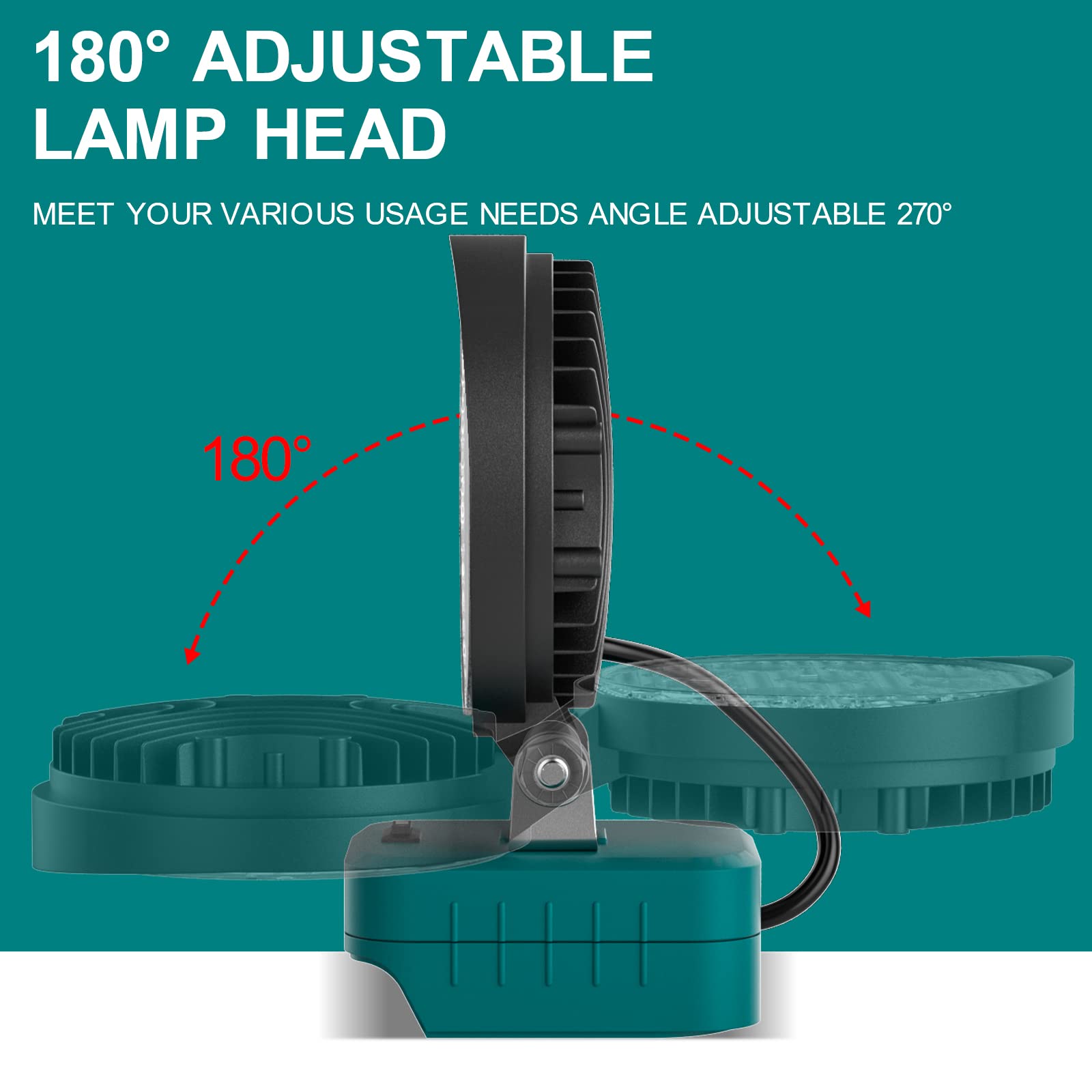 Cordless LED Work Light for Makita Flashlight DML815 DML812 DML801 18V 2000LM 27W Compatible with Makita 18V Battery