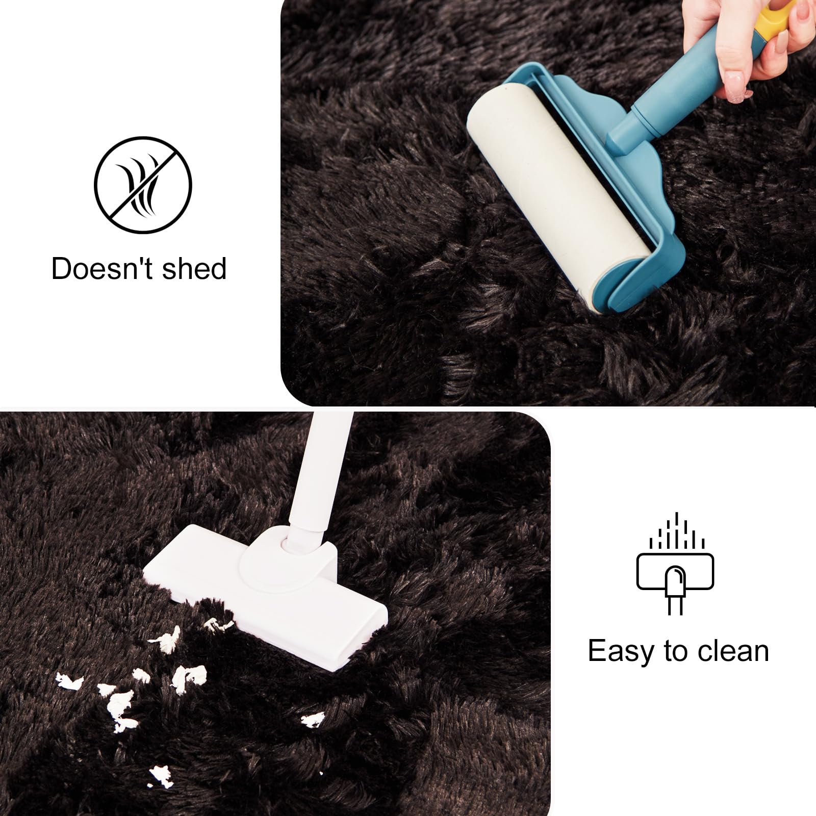 Glamtex 5x8 Fluffy Rugs, Area Rug, Soft and Comfortable, high-Density Sponge Fluffy Carpet, not Easy to Fall Off, Living Room and Bedroom Rug