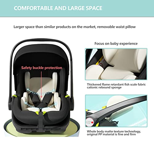 Trenana 5 in 1 Baby Stroller Travel System,Baby Stroller and Car Seat Combo, Includes Quick Folding Aluminium Baby Stroller and Infant Car Seat,High View Modular Stroller with Base(Color:Khaki)