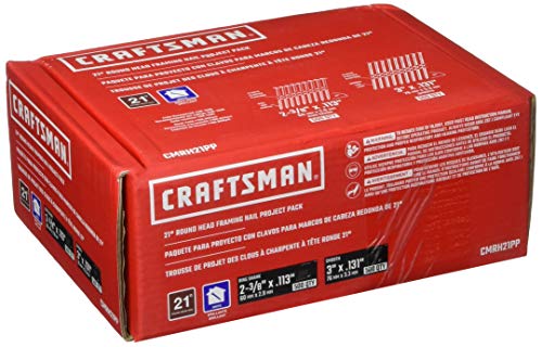 CRAFTSMAN Nails, 21° Round Head Nail Project Pack, 500-Count, 21 Degree, Ring Shank, Smooth Shank (CMRH21PP)