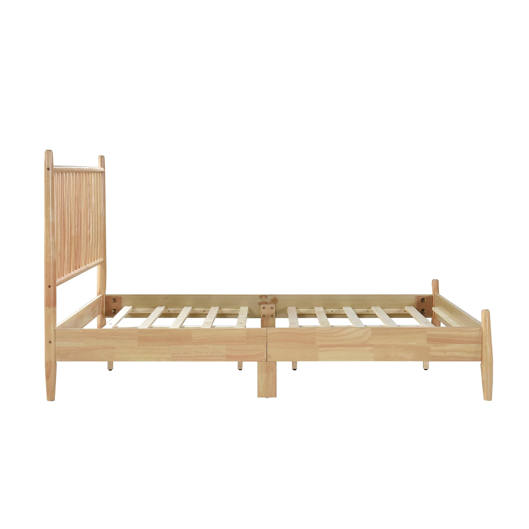 Lexicon Queen Bed Frame with Headboard, Platform Bed Frame Wood, Mid Century Modern Bed Frame with Vertical Slat Headboard, No Box Spring Needed, Easy Assembly, Natural