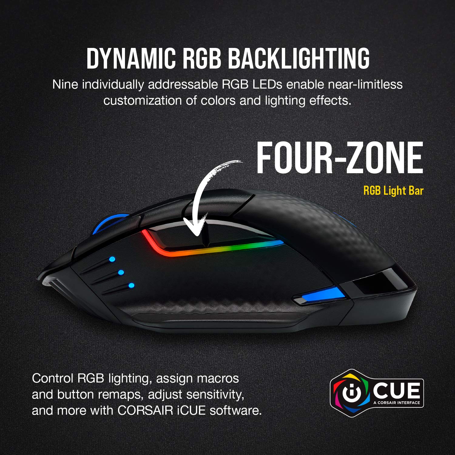 Corsair Dark Core RGB Pro SE, Wireless FPS/MOBA Gaming Mouse with Slipstream Technology, Black, Backlit RGB LED, 18000 DPI, Optical, Qi Wireless Charging Certified (Renewed)