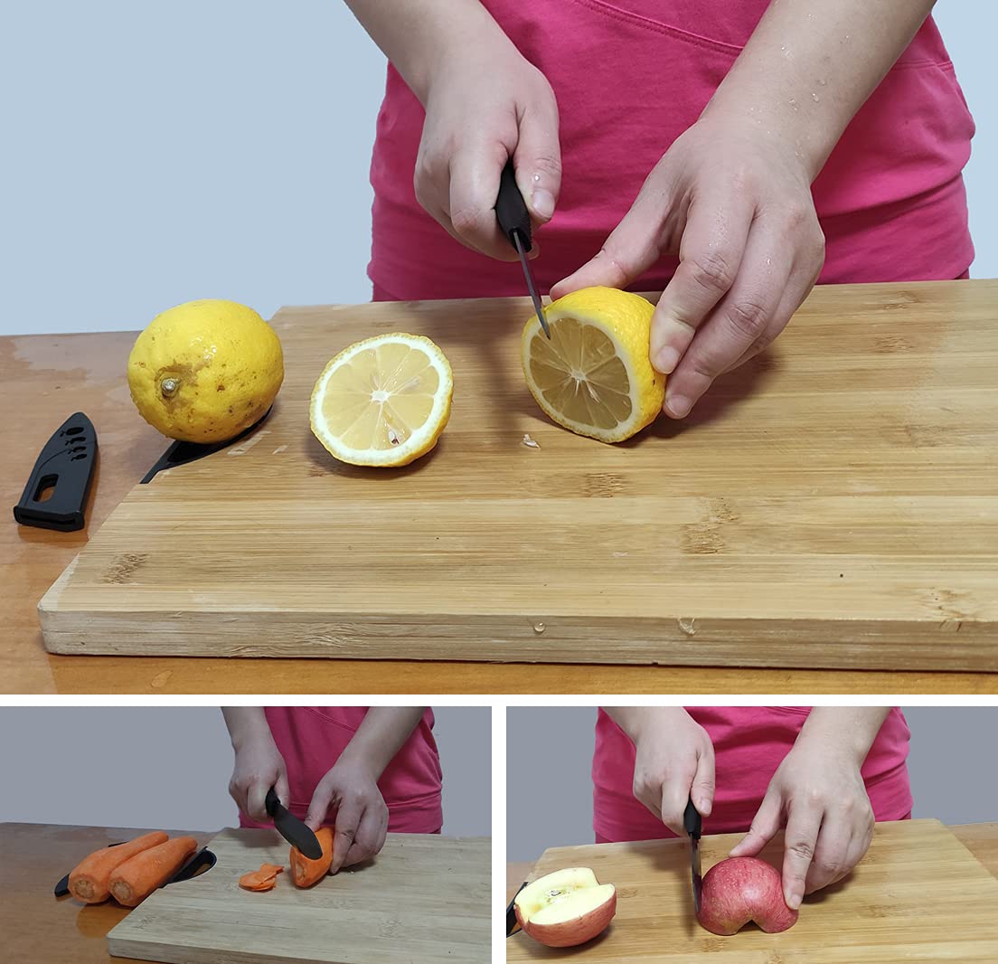 Kitchen Ceramic Knife Set Professional Knife With Sheaths, Super Sharp Rust Proof Stain Resistant (6" Chef Knife, 5" Utility Knife, 4" Fruit Knife, 3" Paring Knife, One Peeler)