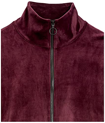 Core 10 Women's Velvet Full Zip Yoga Jacket, Burgundy/Black, 2X