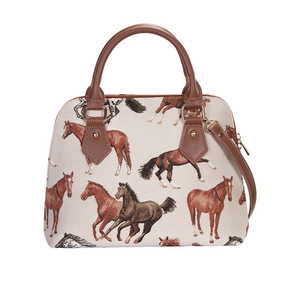 Signare Tapestry Hand Shoulder Bag Cross Body Purses Handbag Satchel Bag for Women In Running Horse Design|CONV-RHOR