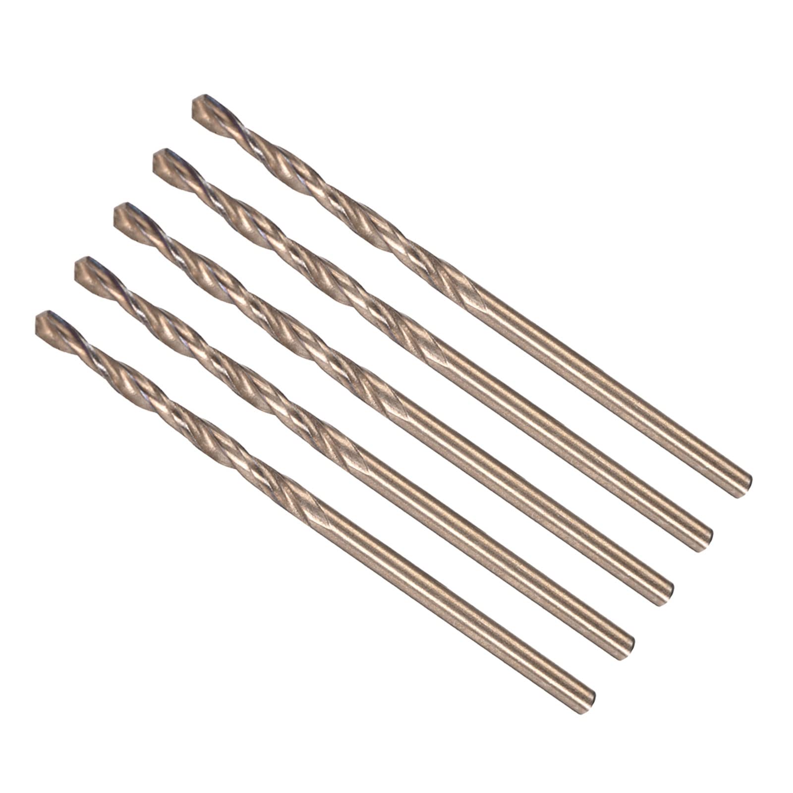 CoCud Twist Drill Bits, 2mm Cutting Edge, Titanium & Nitride Coated High Speed Steel 6542 Round Shank - (Applications: for Stainless Steel Drilling Machine), 5-Pieces