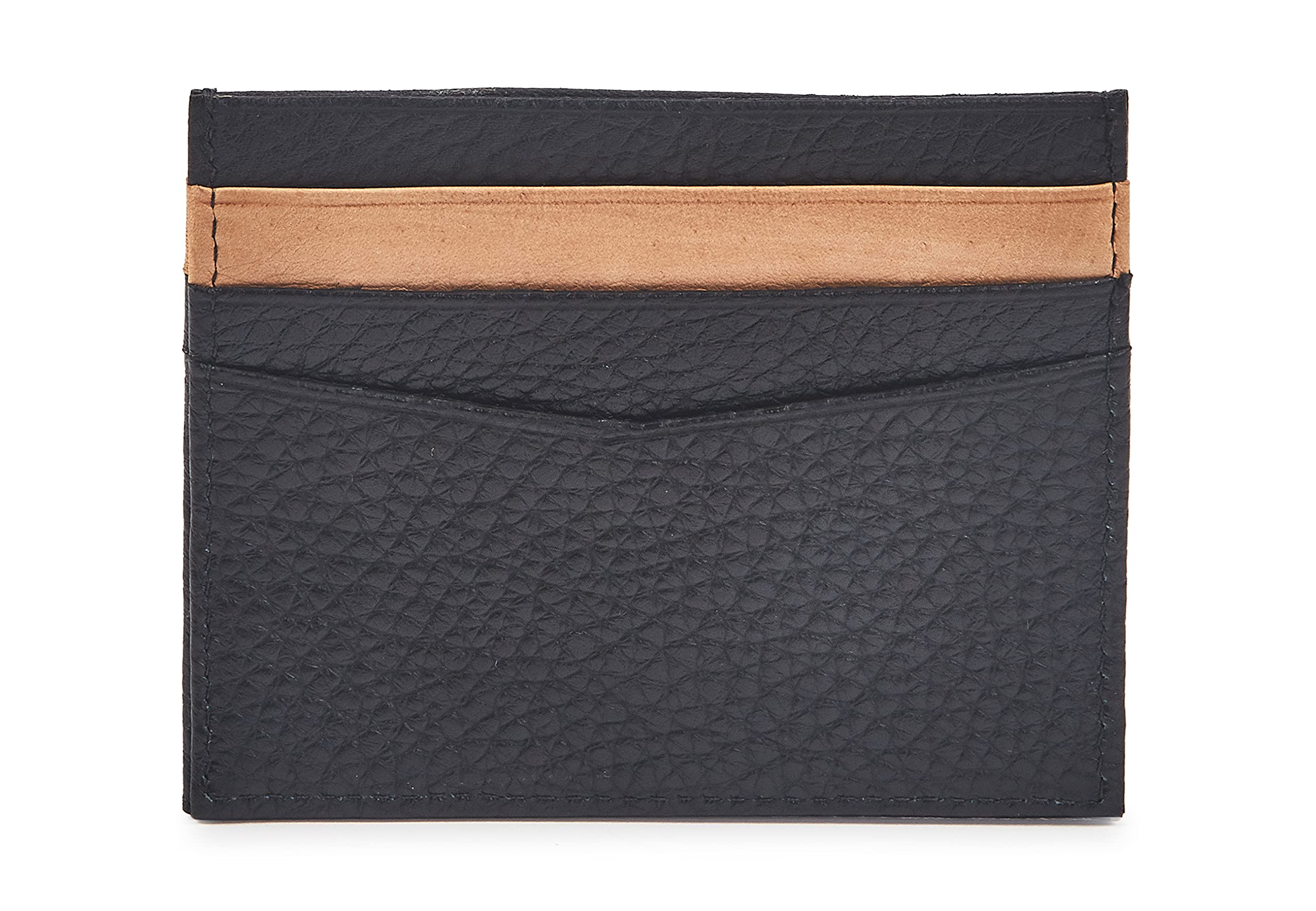 Zinda Genuine Leathers Card Holder Slim Wallet Unisex RFID Protection (Black/Tan)