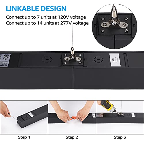 LEONLITE 4FT Anti Glare LED Linear Light Linkable, 0-10V Dimmable 100-277V Commercial-grade Architectural Suspended Lighting Fixture, Narrow Beam Angle, DLC & ETL, 40W 4600LM, 4000K Cool White, 2 Pack