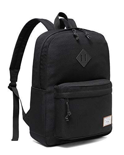 Kasqo Lightweight School Backpack, Large Capacity Water-Resistant Casual College Bookbag for Men Women Teen Girls Boys, Black
