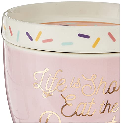 Enesco 6003670 Our Name is Mud Eat a Donut Mug and Warmer Lid Set, 16 Ounce and 4 Inch, Multicolor