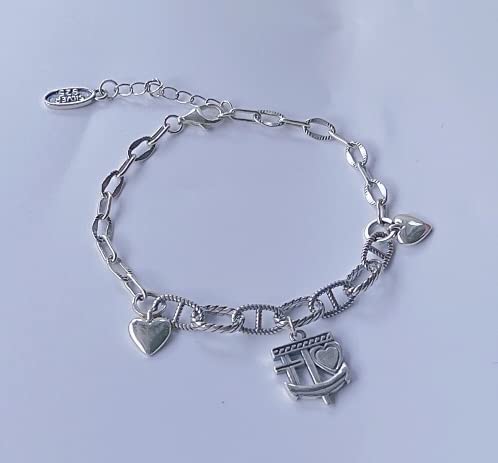 Columbus Treasure Solid 925 Sterling Silver Link Bracelet, 8.3" - 6.31g Anchor Tag Charm Bracelet for Women, Adjustable Length
