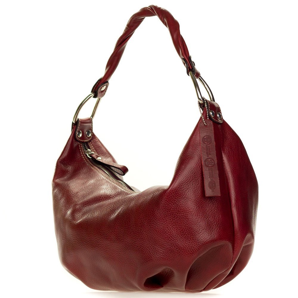 Robe di Firenze Italian Made Burgundy Red Organically Treated Leather Hobo Bag