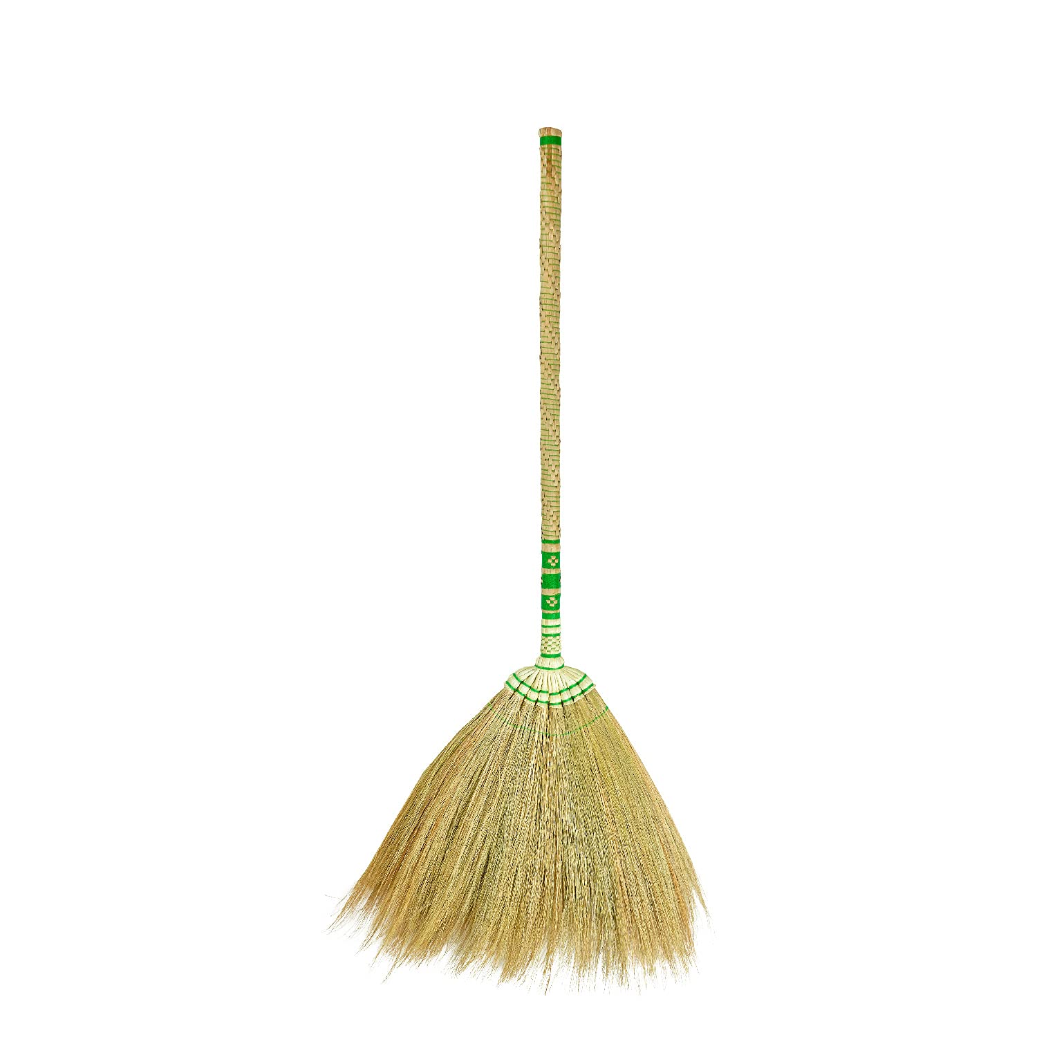 Kalokekala SN SKENNOVA Asian Broom for Cleaning Floor Handheld Household Broom for Outdoor and Indoor House Broom Hardwood Sweeper with Brush Power and Circle Cleaning Green