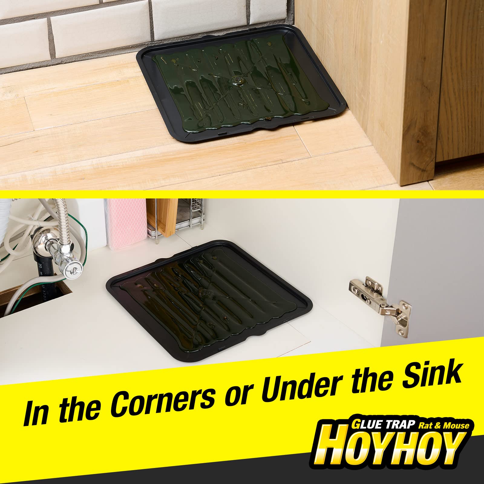 HOY HOY Rat & Mouse Jumbo Size Glue Trap 6 Traps [3-Pack] - Heavy-Duty Professional Strength Ready-to-Use Rodent Pest Control, Great for Home with Kids & Pets Indoor Household Pests