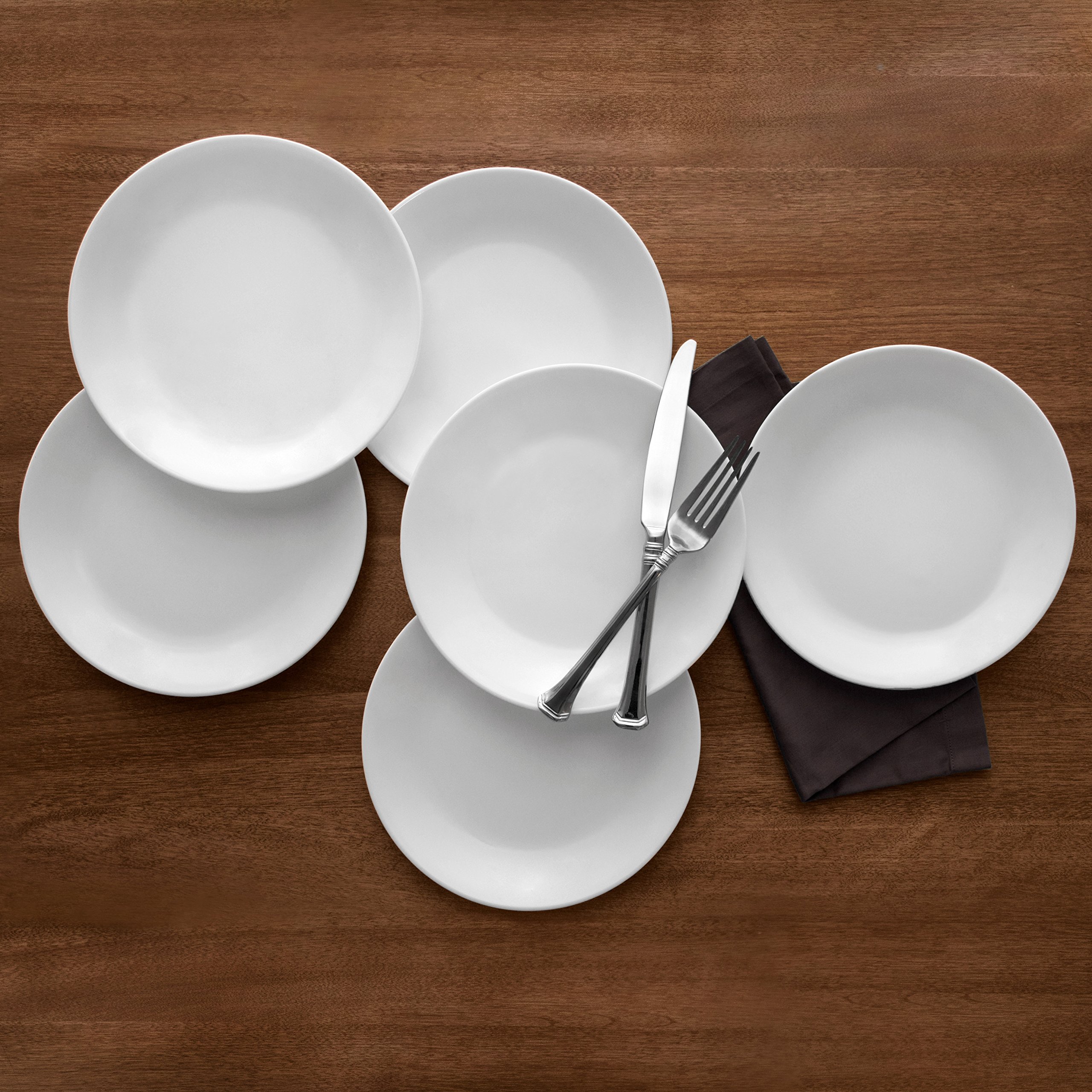 Corelle 18-Piece Dinnerware Set, Winter Frost White, Ceramic and Glass, Includes 6 Dinner Plates, 6 Appetizer Plates, and 6 Bowls, Lightweight and Easy to Handle