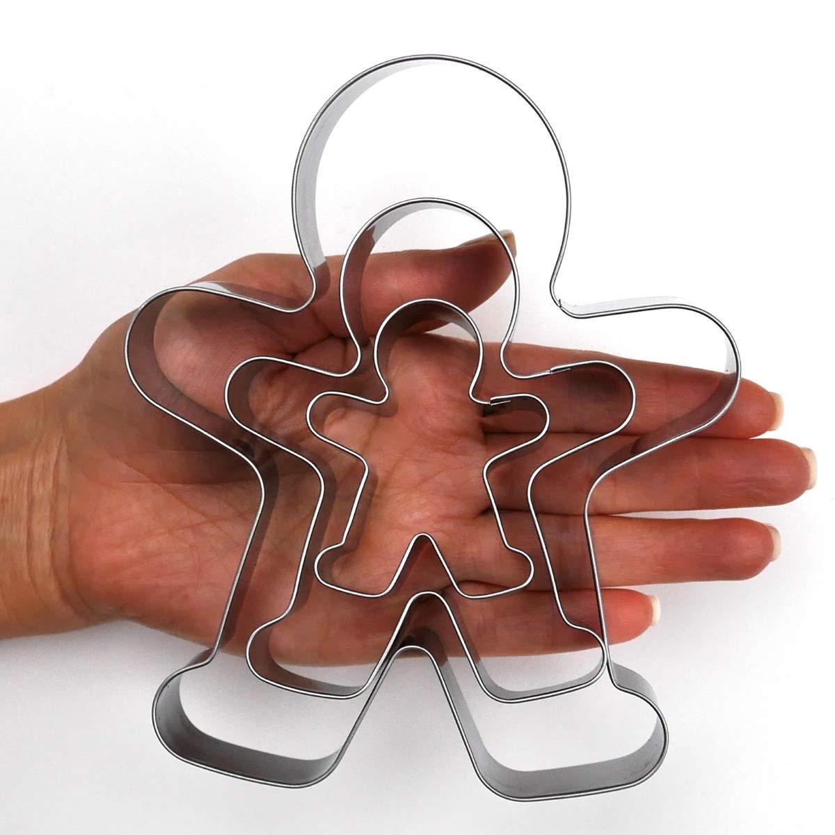 Gingerbread Man Cookie Cutter Set (Gingerbread Man 3 Piece), Premium Food-Grade Stainless Steel, Dishwasher Safe
