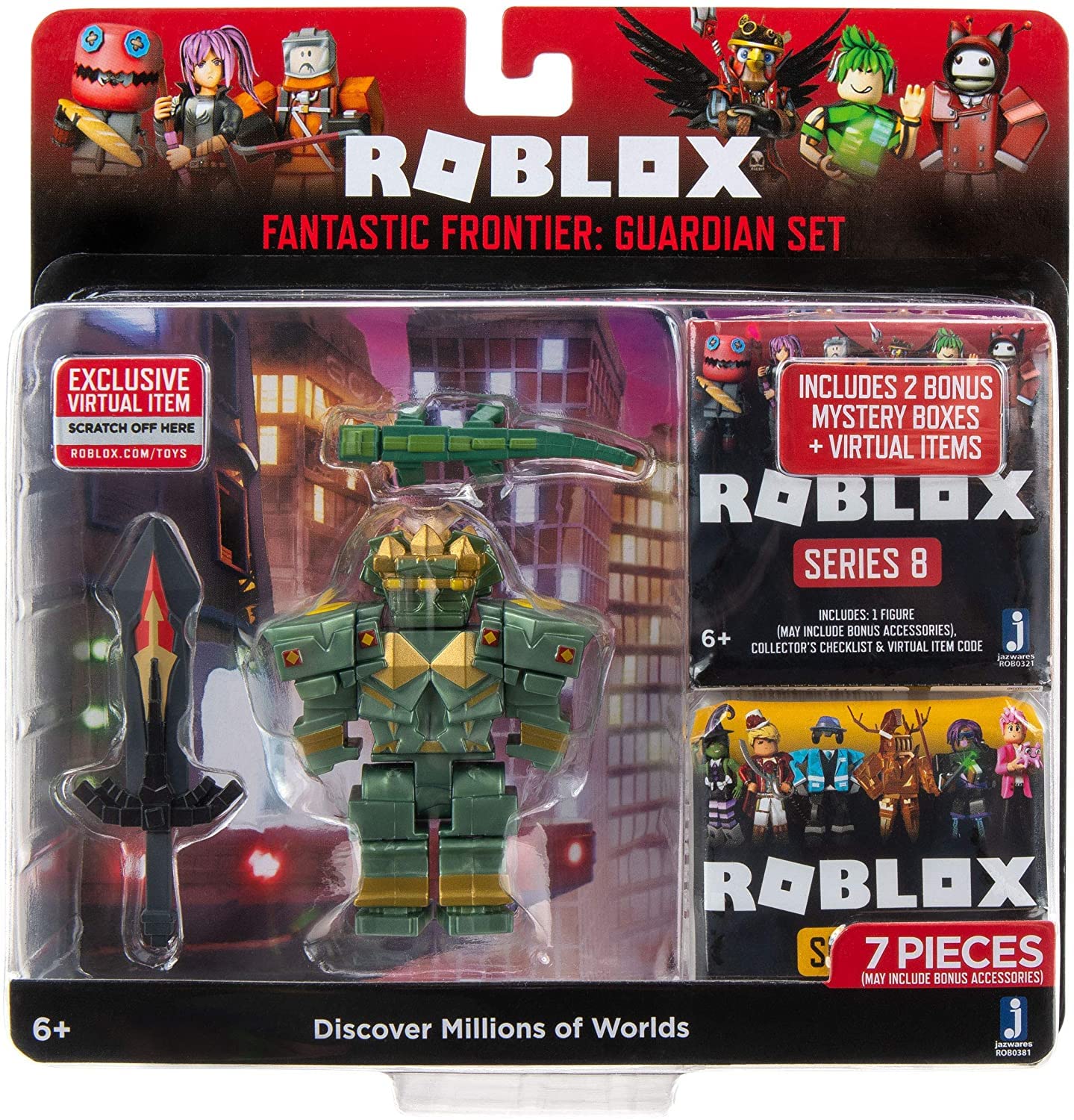 Roblox Celebrity Collection - Fantastic Frontier: Gold Corrupted Knight + Two Mystery Figure Bundle [Includes 3 Exclusive Virtual Items]