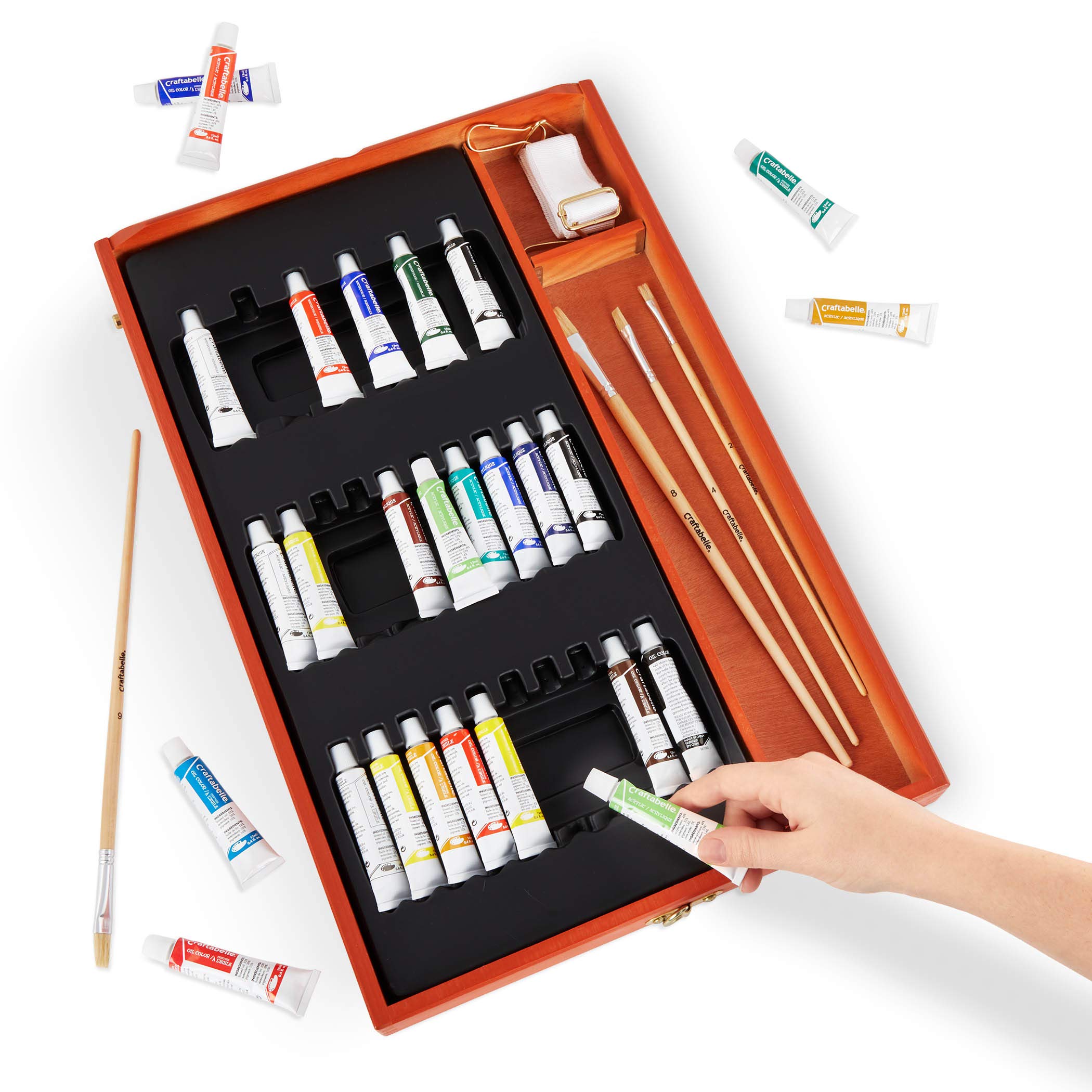 Craftabelle β Art Easel and Canvas β 34pc Set with Paint Supplies β Wooden Italian Easel (CF2441Z)