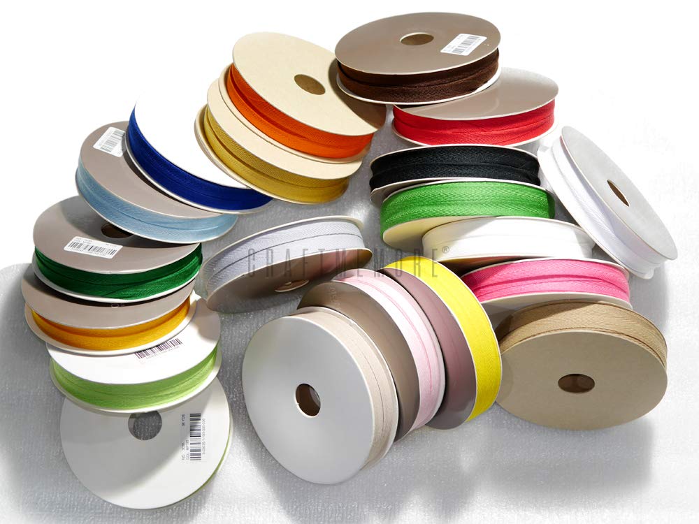 CRAFTMEMORE 1 Inch Twill Tape Fabric Ribbons Webbing Herringbone Twill Bias Binding Tape for Clothes Sewing Craft Trim Lace 18 Yards (MP26 Black)