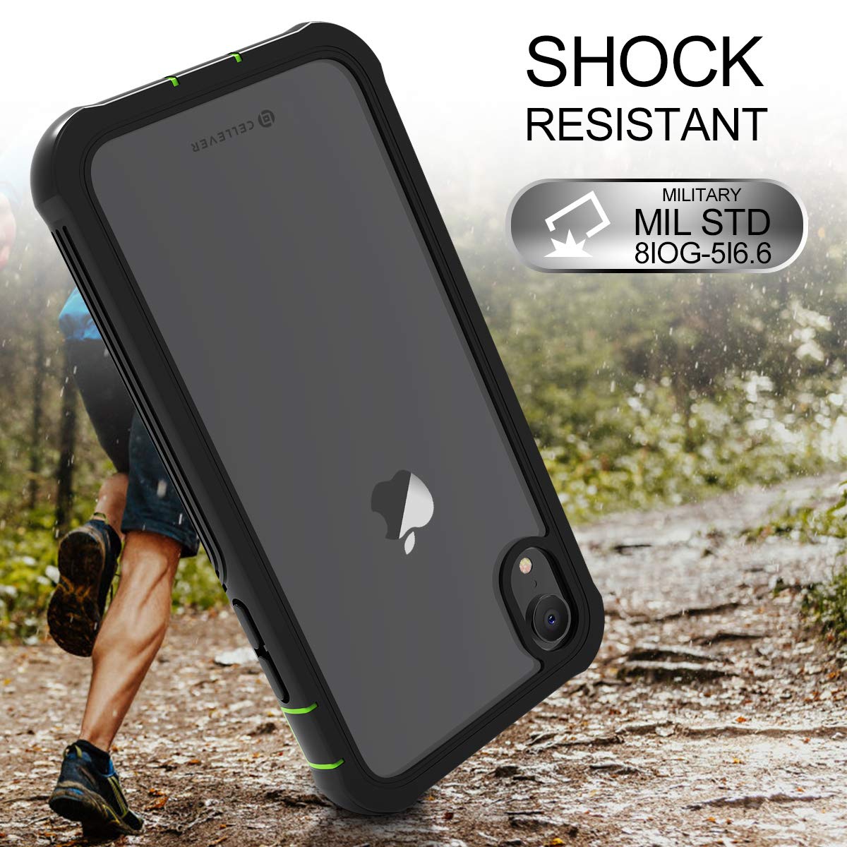 CellEver Clear Full Body Case for iPhone XR, Military Grade Protection with Soft TPU Bumper and [Built-in Screen Protector] [Lightweight] Shockproof Transparent Phone Cover 6.1 Inch (Black)