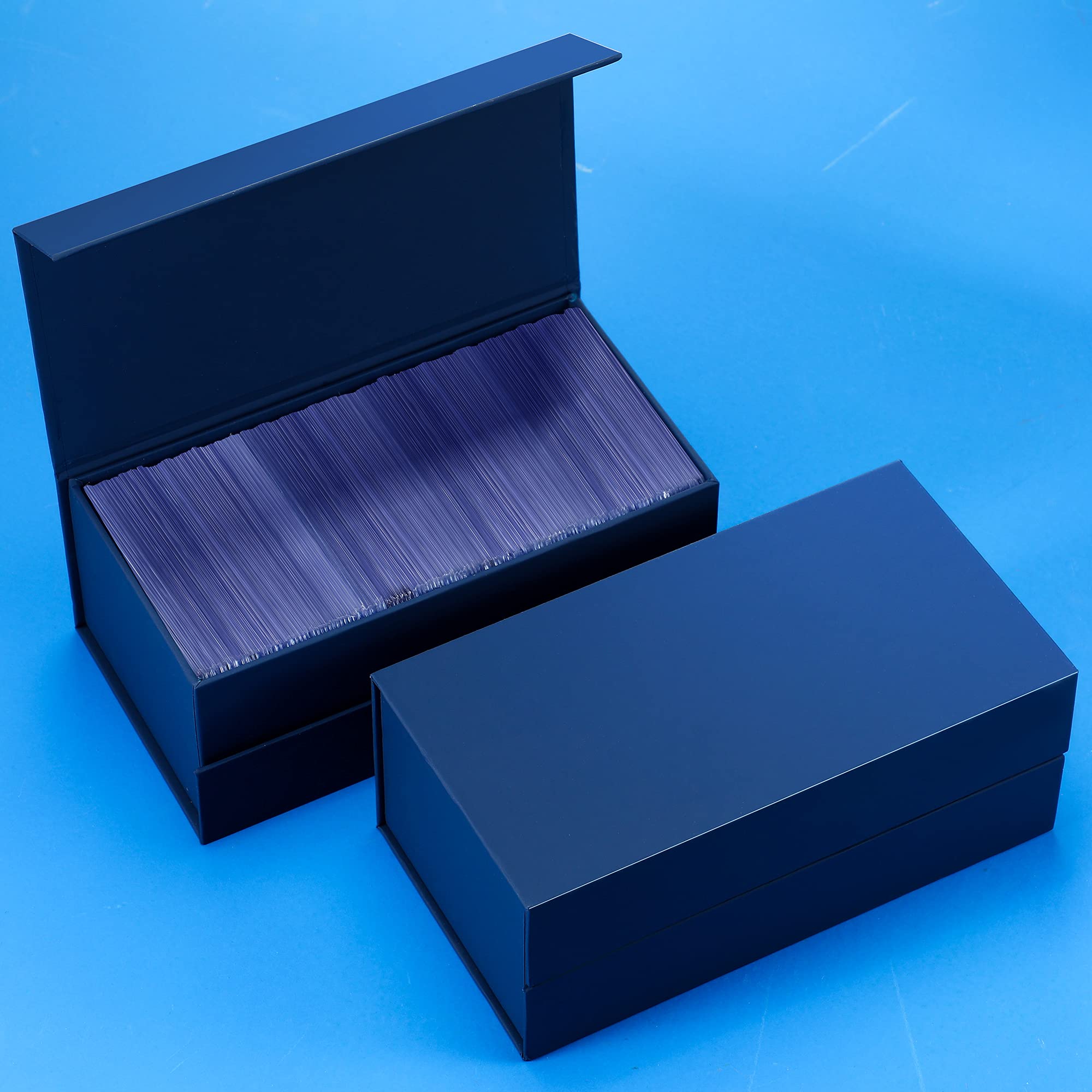 Zonon 2 Pieces Trading Card Storage Box Magnetic Baseball Football Cards Holder Container 600 Standard Sized Card Sleeves Hold Storage Case for Grade Gaming Cards (Blue, Small)