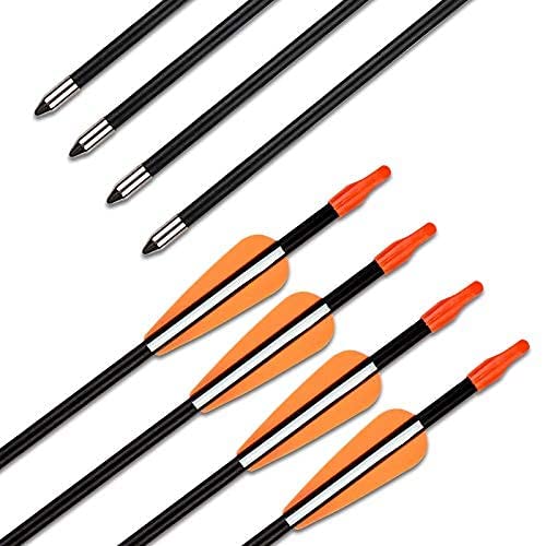 CQ 28inch Target Archery Arrows Practice Fiberglass Arrows for Recurve Bow Training Arrows for Kids Youth and Teens-12pcs Pack(Orange)