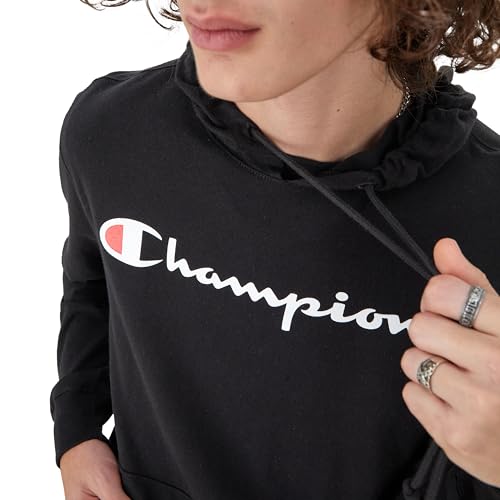 Champion, Midweight, Soft and Comfortable T-Shirt Hoodie for Men, Black Script, Medium