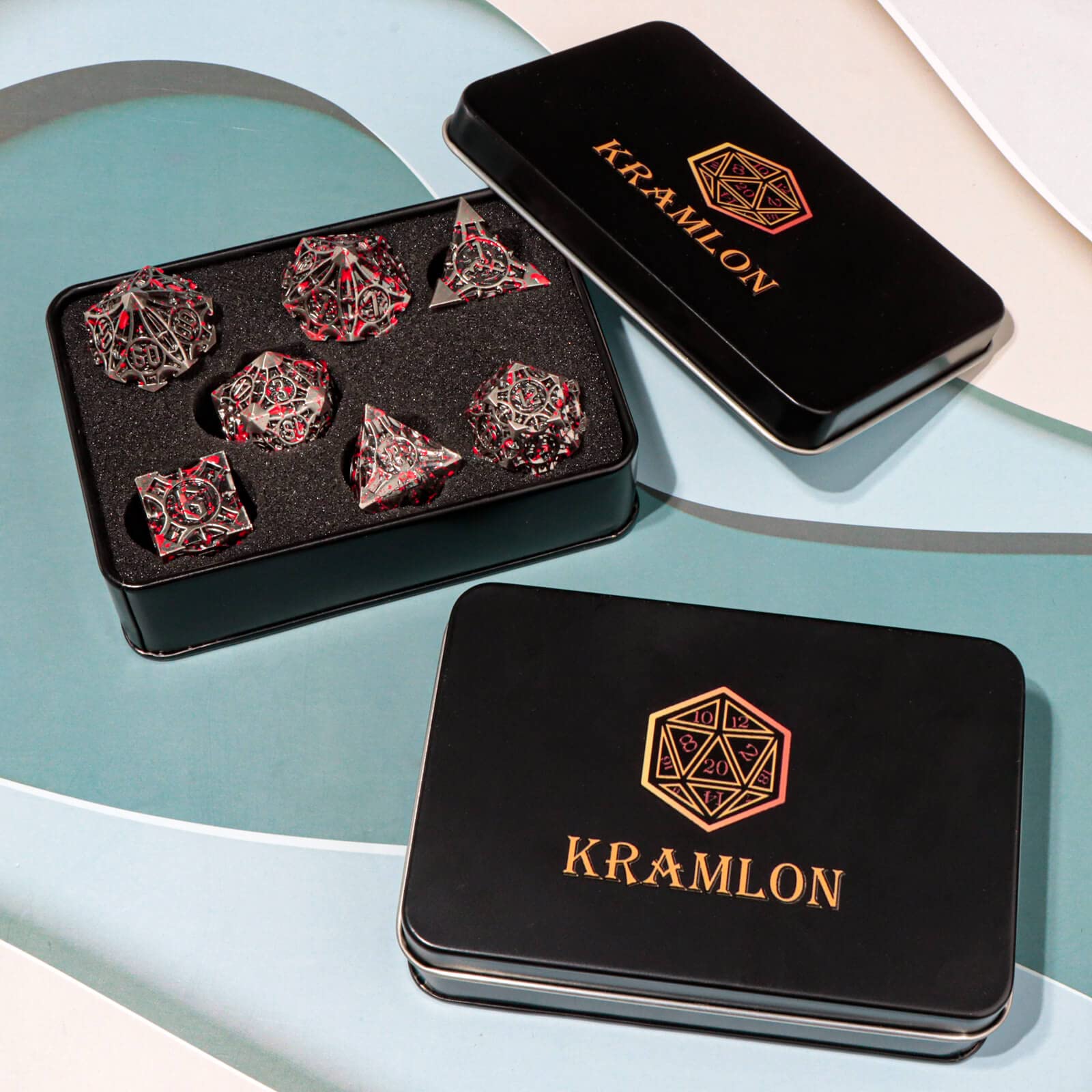 DND Dice Set DND Metal Dice D20 D12 D10 D8 D6 D4 for Dungeons and Dragons with Metal Gift Box for Role Playing Game