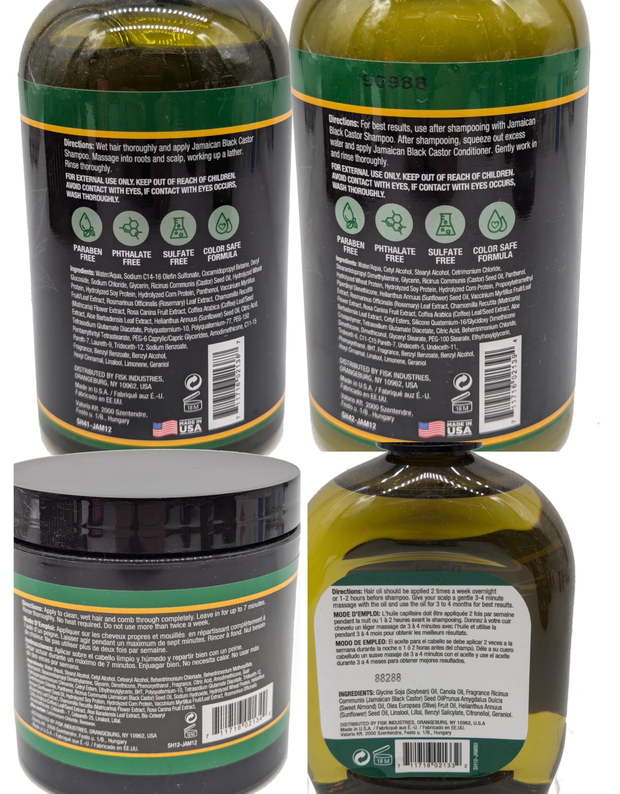Difeel Superior Growth Jamaican Black Castor Shampoo & Conditioner Gift Set 4-PC Boxed Hair Care Collection