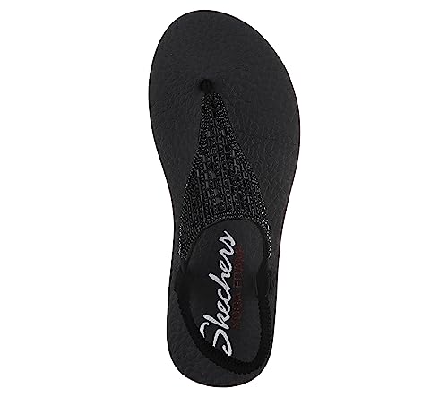 Skechers Cali Women's Meditation-Rock Crown Flat Sandal,black/black,6 M US