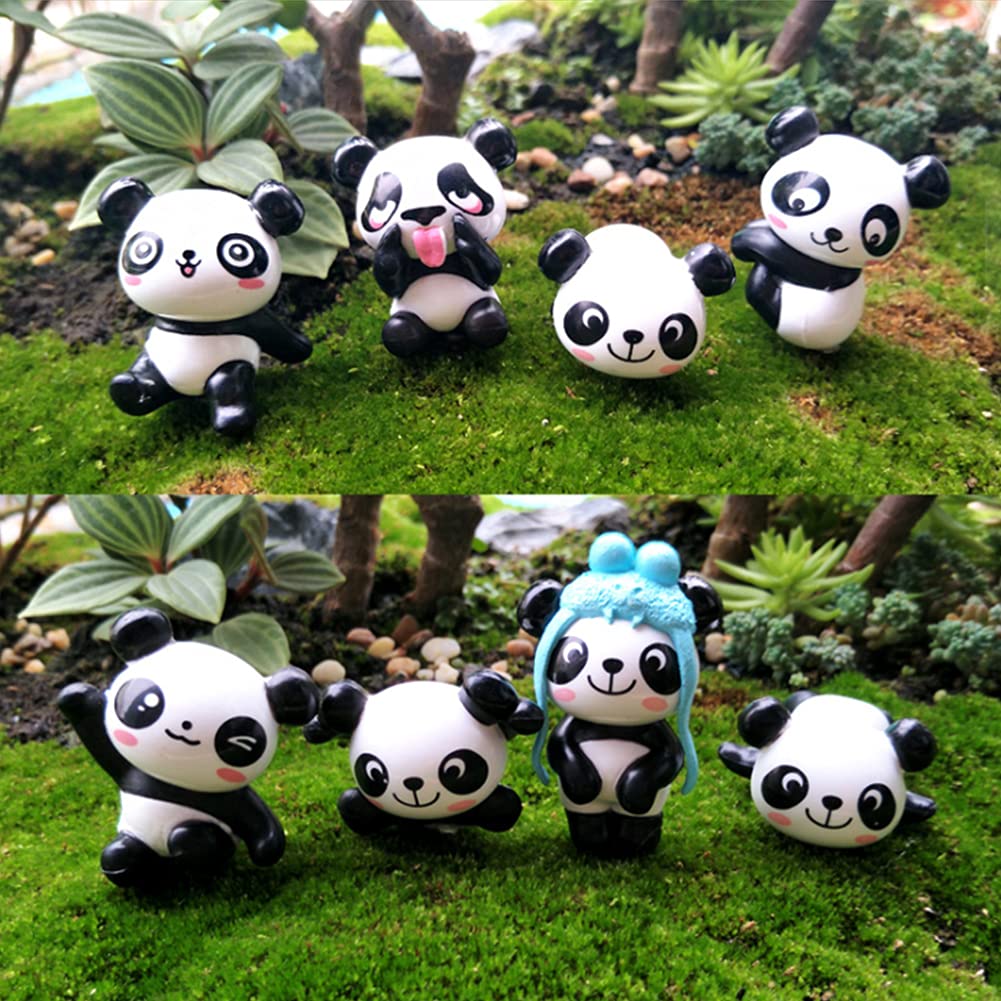 Cemtetnech panda cake topper set cute panda figures Cute Panda Characters Toys Mini Figure Collection Playset for panda theme party supplies（13pcs）