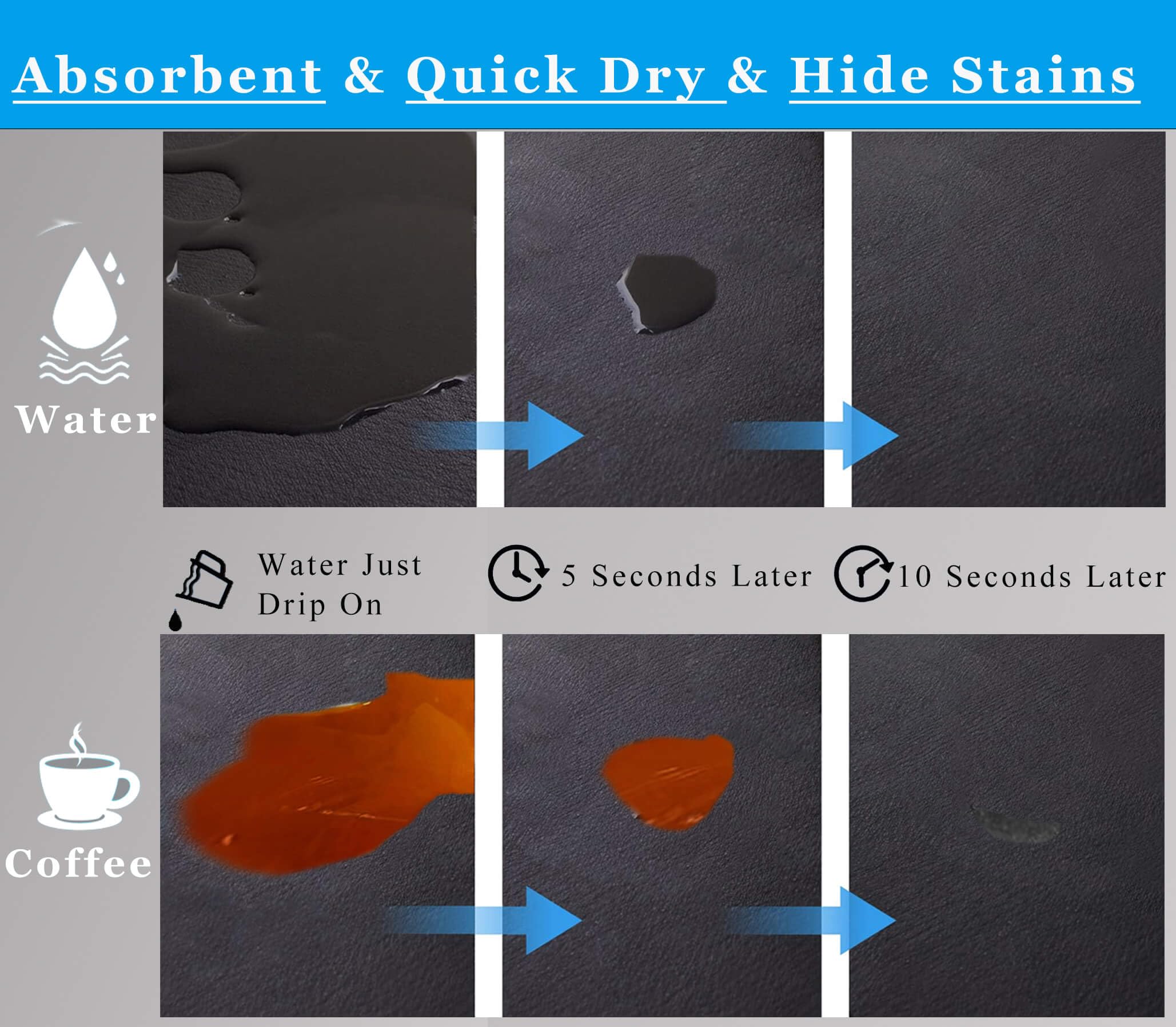 Coffee Mat for Countertops ,Coffee Bar Accessories Fit Under Coffee Maker Espresso Machine, Absorbent Hide Stain Rubber Mat for Countertop ,Dish Drying Mat for Kitchen Counter (Black, 12"x19")
