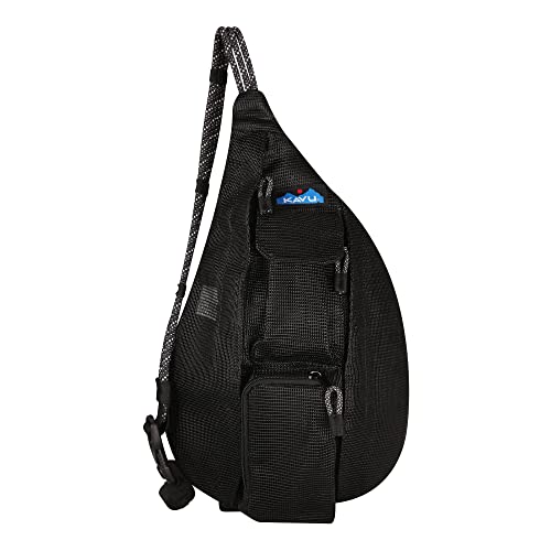 KAVU Mini Beach Rope Bag Mesh Crossbody Sling Backpack - Black