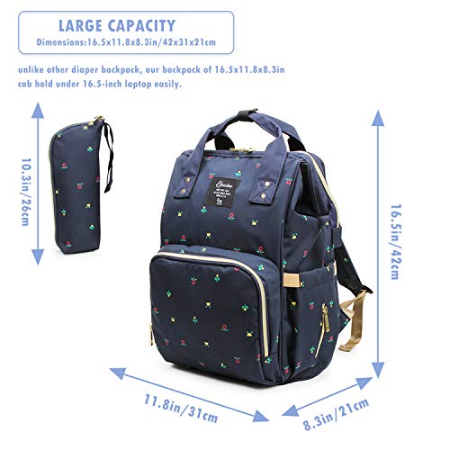 Chamqueen Diaper Bag Waterproof Nappy Bag Large Capacity Baby Diaper Backpack Gift for Novice Moms Blue