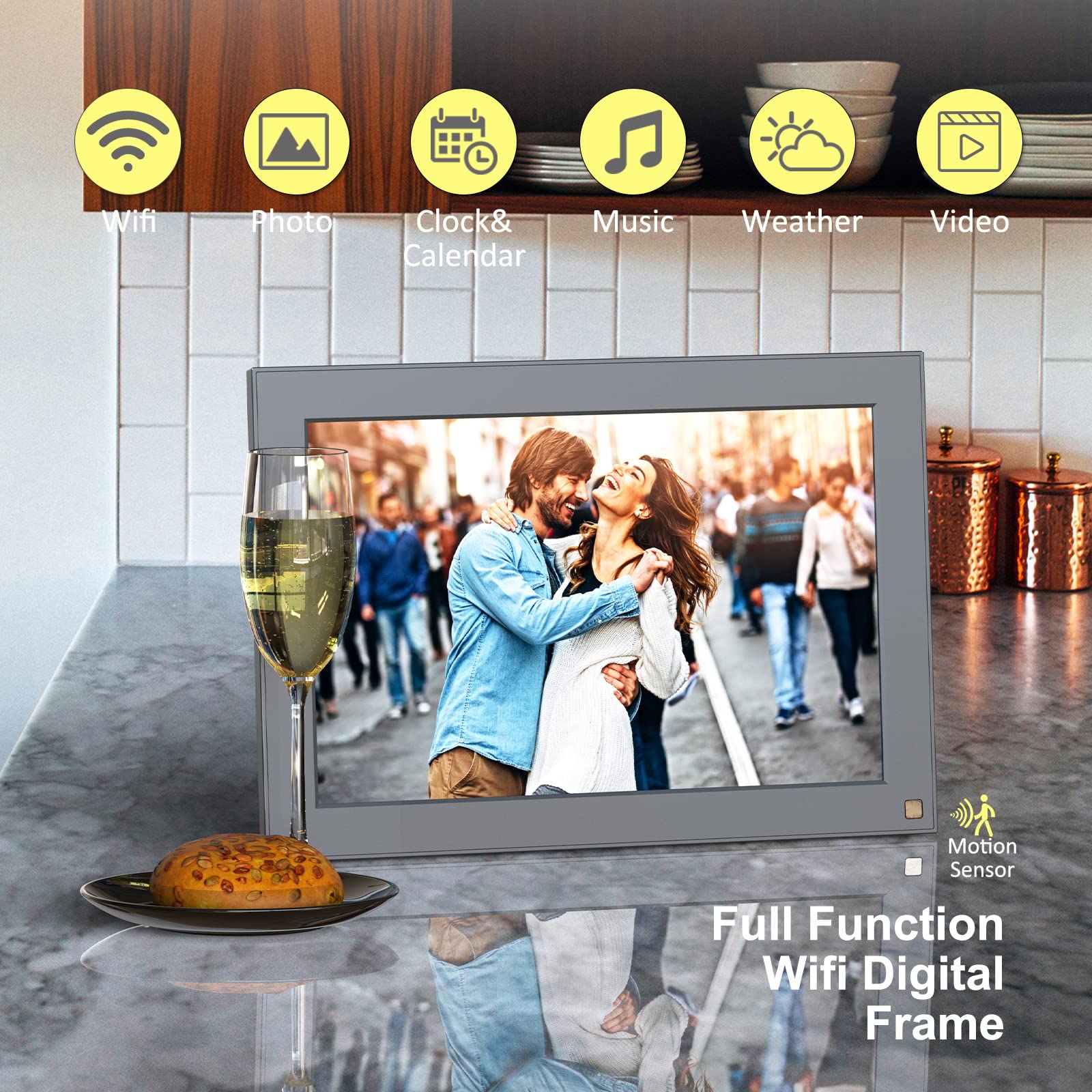 Digital Picture Frame 10.1 inch Digital Photo Frame - Smart WiFi Frame 1280x800 HD IPS Touch Screen, 16GB Electronic Picture Frame Slideshow, Share Photos and Videos via APP Email, Free Cloud Storage