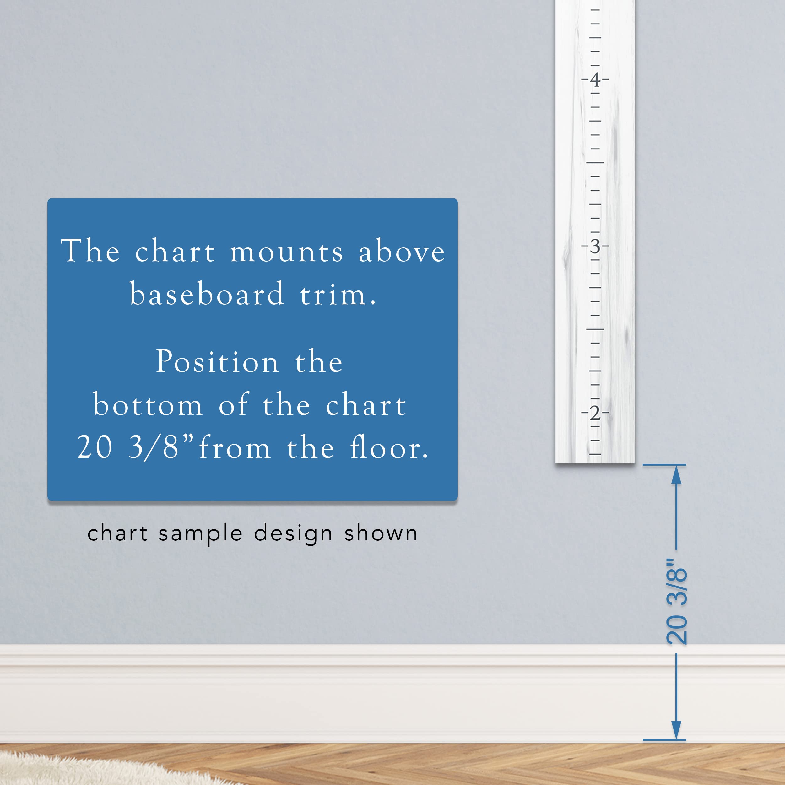 Farmhouse Style Wooden Kids Growth Chart Ruler for Boys and Girls (Rustic Brown - WHT)