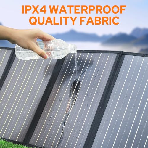 ENGINSTAR 60W Foldable Solar Panel Charger with 18V DC Outlet for Portable Power Stations EnginStar/Jackery/Rockpals/Flashfish, Portable Solar Generator with QC 3.0 for Outdoor Camping Van RV Trip