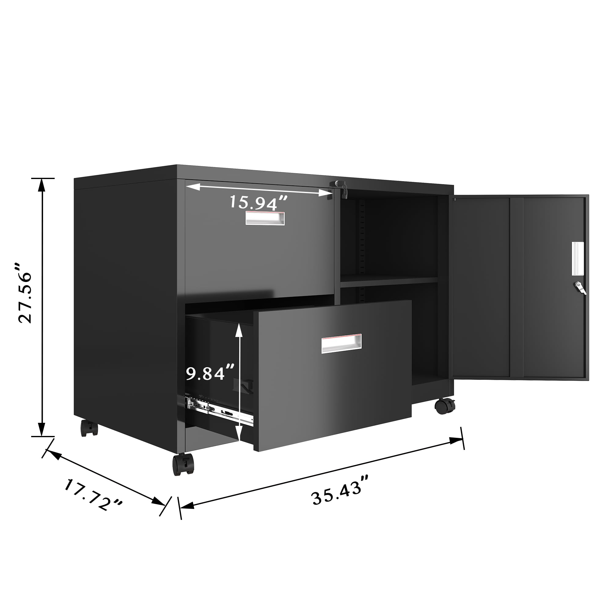 CENOVE Metal Storage Cabinet - Lockable Garage Cabinet with 4 Adjustable Shelves | Garage Storage Cabinet for Office, Warehouse, School, Gym, Basement Black 71INCH