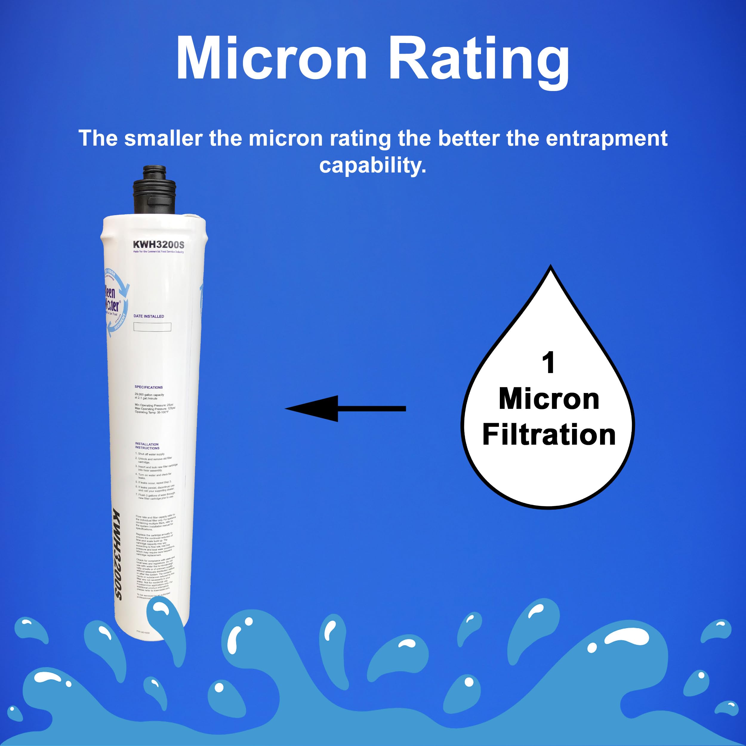 KleenWater KWH3200S Compatible with Hoshizaki 4HC-H H9655-11 Commercial Water Filter, Set of 3